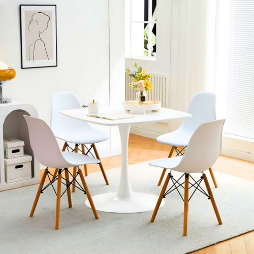 4-Seater White Eames Dining Set - Pramukh Furniture